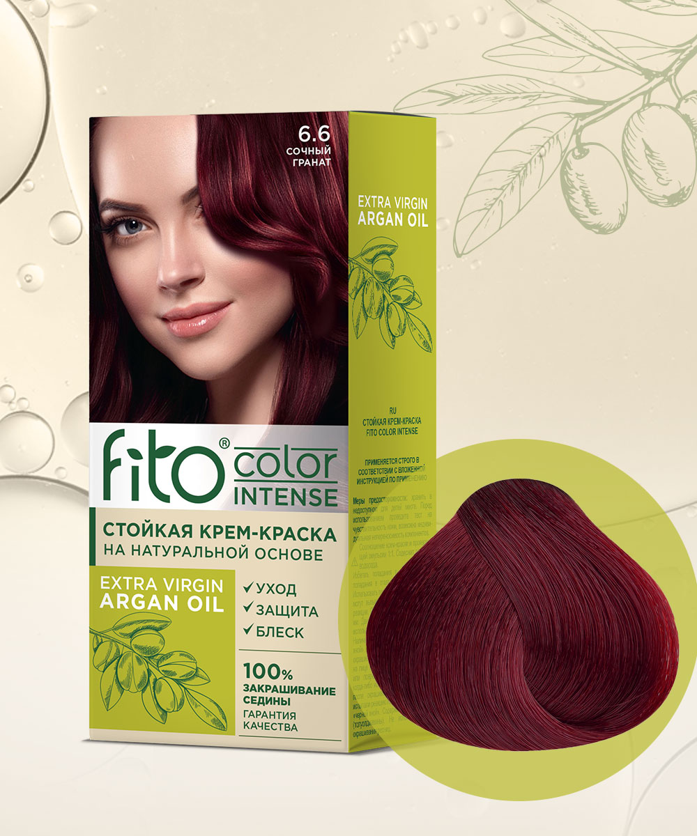 Крем-краска для волос Fito Сolor Intense тон 6.6 Сочный гранат 115мл