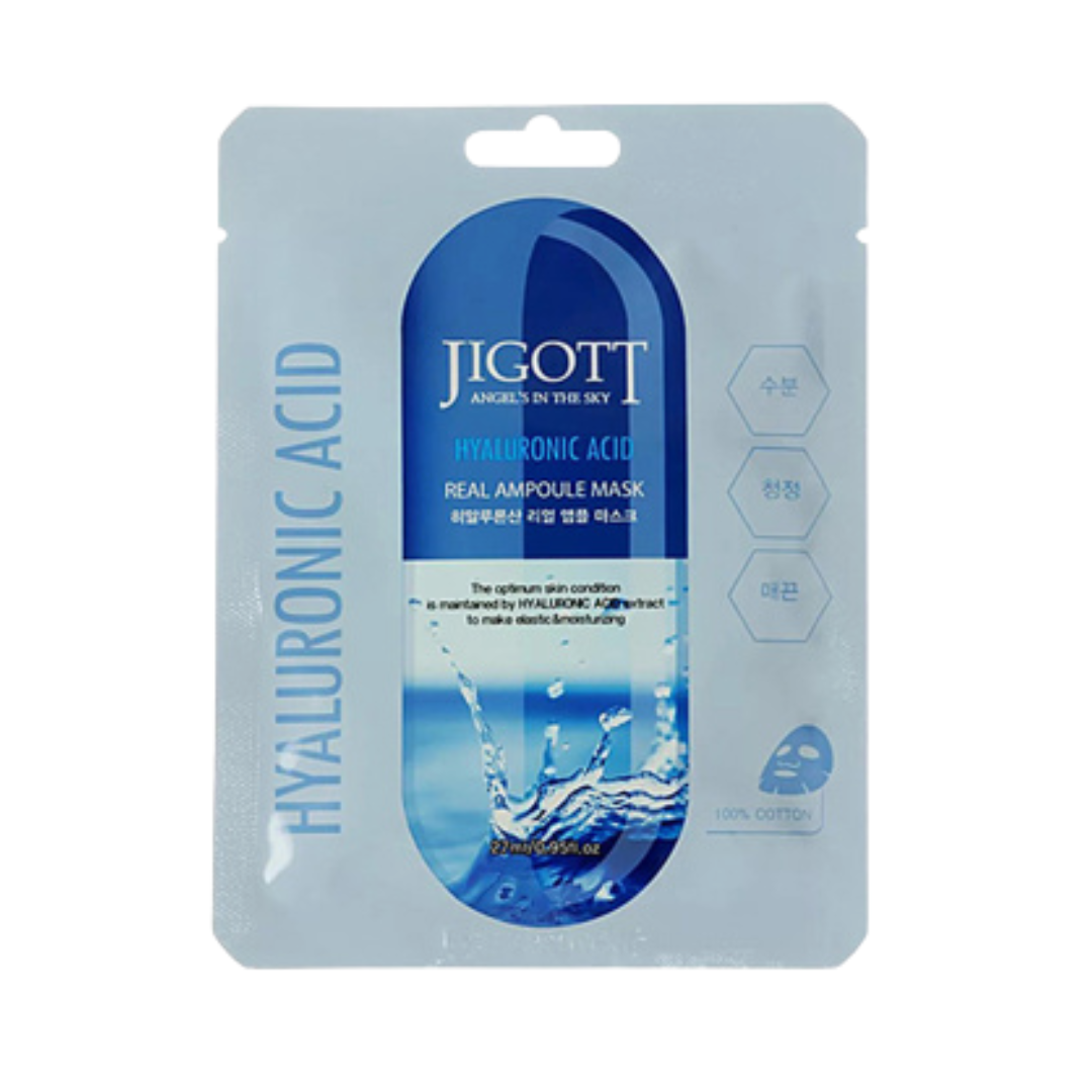 Маска для лица Jigott Hyaluronic Acid Real Ampoule Mask с гиалуроновой ...