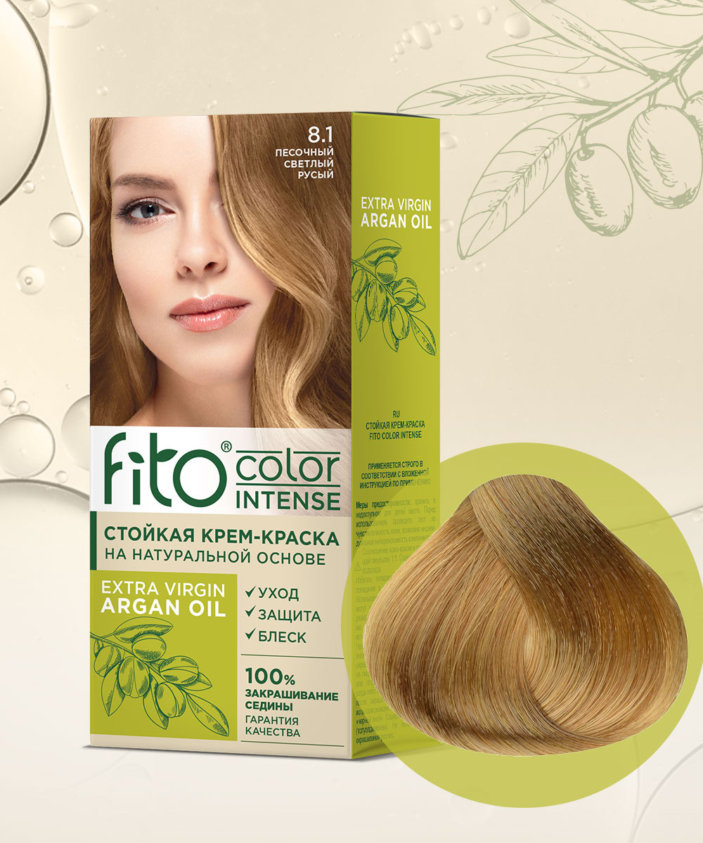 Крем-краска для волос Fito Сolor Intense тон 8.1 Песочный светлый русый ...